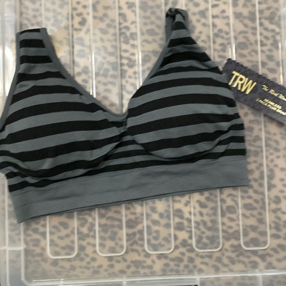 TRW | Intimates & Sleepwear | Dark Gray Light Gray Striped Sports Bra ...